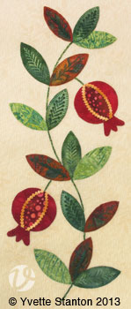 Pomegranate embroidery applique class with Yvette Stanton